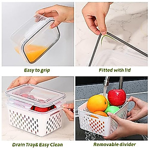 Mumufy 9 Pack Fruit Vegetable Storage Containers for Refrigerator Produce Saver Storage Container with Lid and Colander Fresh Plastic Keeper Containers for Lettuce Berry Food Storage Organization Set