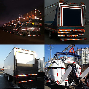 THKULKME DOT-C2 Reflective Tape 2 Inch X 100 Feet Red White Reflector Adhesive Conspicuity Outdoor Waterproof Tape for Trailers, Trucks, Vehicles, Driveway, Boats, Signs (100 FT)