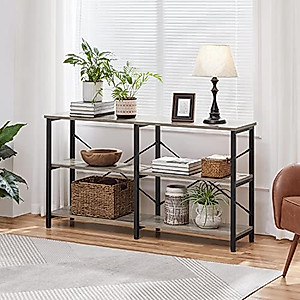 Yaheetech Console Table with Storage Shelves,3-Tier Industrial Entryway Table, 55 Inch Long Behind Couch Sofa Table for Entryway/Living Room/Hallway/Bedroom,Gray