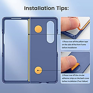 VEGO for Samsung Z Fold 4 Case, with Slide Camera Cover & Screen Protector Built-in 360° Rotate Ring Stand Protective Cover Case 5G 2022 - Blue