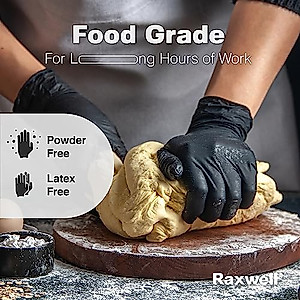 Latex Free Disposable Black Gloves Large | 4.5 Mil Black Nitrile Gloves | 100 Count Non Latex Gloves, Powder Free | Food Grade & Safe | Medical, Lab, Kitchen, Mechanic, Cleaning, & Tattoo Gloves