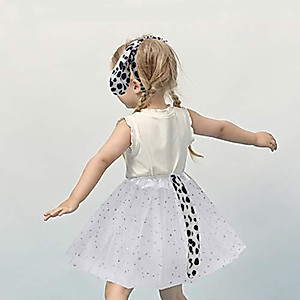 Dxhycc Dalmatian Costume Set Dog Ears Headband Bowtie Tail Tutu for Kids Girls Halloween Costume Cosplay Party