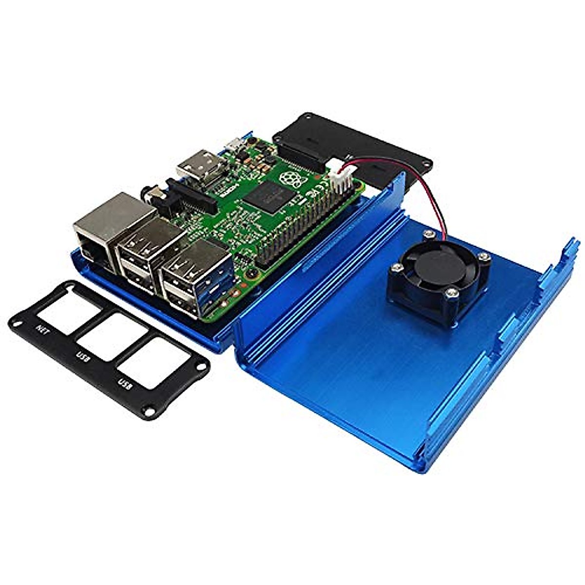 Premium Raspberry Pi Case Aluminum with Fan for Raspberry Pi 3B+/3/2B (Blue)