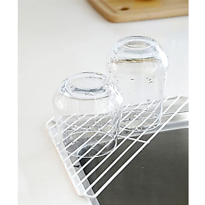 ALIMART Triangle Dish Drying Rack Corner Dish Drying Rack for Sink Kitchen Corner Dish Drainer Mat Plated Matel Steel Corner Sink Rack for Kitchen
