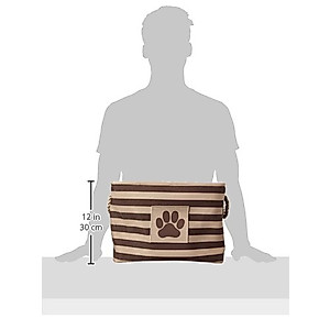 Bone Dry Pet Storage Collection Striped Paw Patch Bin, Medium Rectangle, Brown