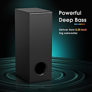 Wohome 2.1ch Small Sound Bars for TV with 6 Levels Voice Enhancement, Built-in Subwoofer, 16 Inches Bluetooth Soundbar Speakers with Optical/AUX/USB Connection, S100