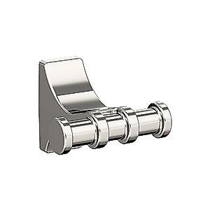 Amerock BH36050PN | Polished Nickel Double Robe Hook | 2-15/16 in. (75 mm) Length Towel Holder | Davenport | Towel Hook for Bathroom | Bathroom Hardware | Bath Accessories