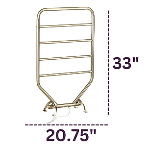 Warmrails Traditional Towel Warmer - Free-Standing or Wall Mounted Towel Warmer Rack for Drying Towels and Garments - 34-Inch Nickel Finish Frame with 4 Bars - Model RTS