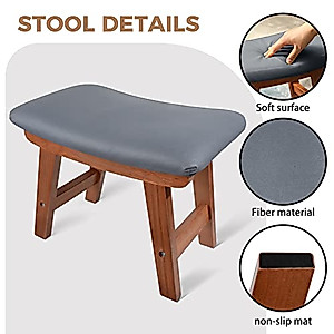 HOUCHICS Foot Stool, Small Foot Stool, Small Stool, Small Ottoman and Footstool, Wooden Foot Stool, Wooden Step Stool, Foot Stool Ottoman, Foot Stool for Living Room (Walnut Leg-Dark Grey)