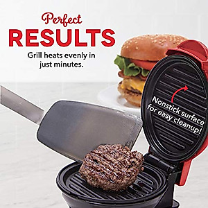 Dash DMS001RD Mini Maker Electric Round Griddle + Included Recipe Book, Red & Mini Maker Portable Grill Machine + Panini Press with Recipe Guide - Red