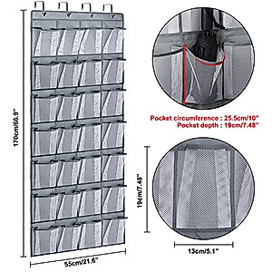 VIIVY VIYIV 28 Breathable Mesh Pockets - Over The Door Shoe Rack Hanging Shoe Organizer for Closet Storage with 4 Metal Hooks for Organizing, Dorm, Bathroom, Baby Essentials Closet Toys and Sundries