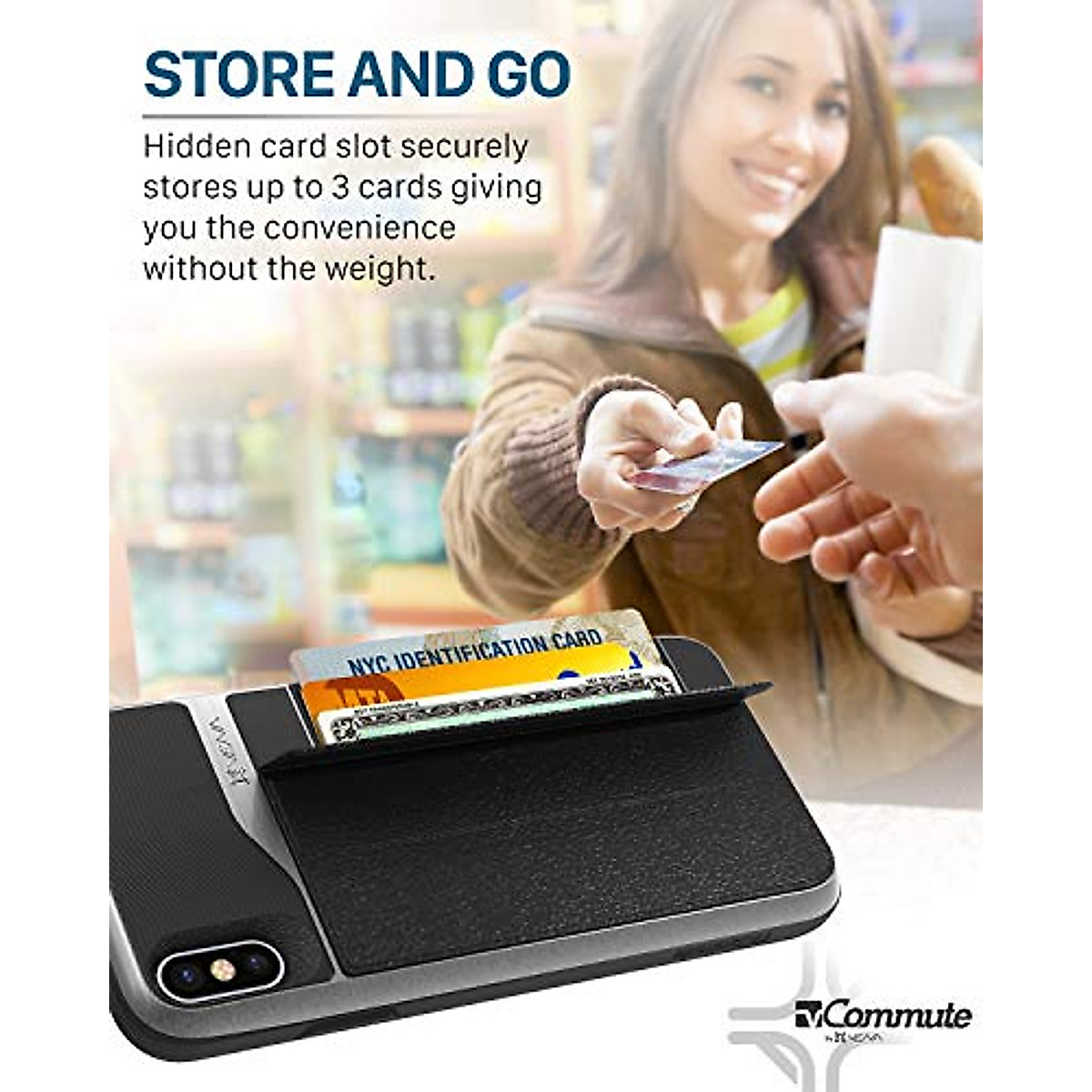 VENA iPhone Xs Max Wallet Case, vCommute (Military Grade Drop Protection) Flip Leather Cover Card Slot Holder with Kickstand Designed for Apple iPhone Xs Max - Space Gray