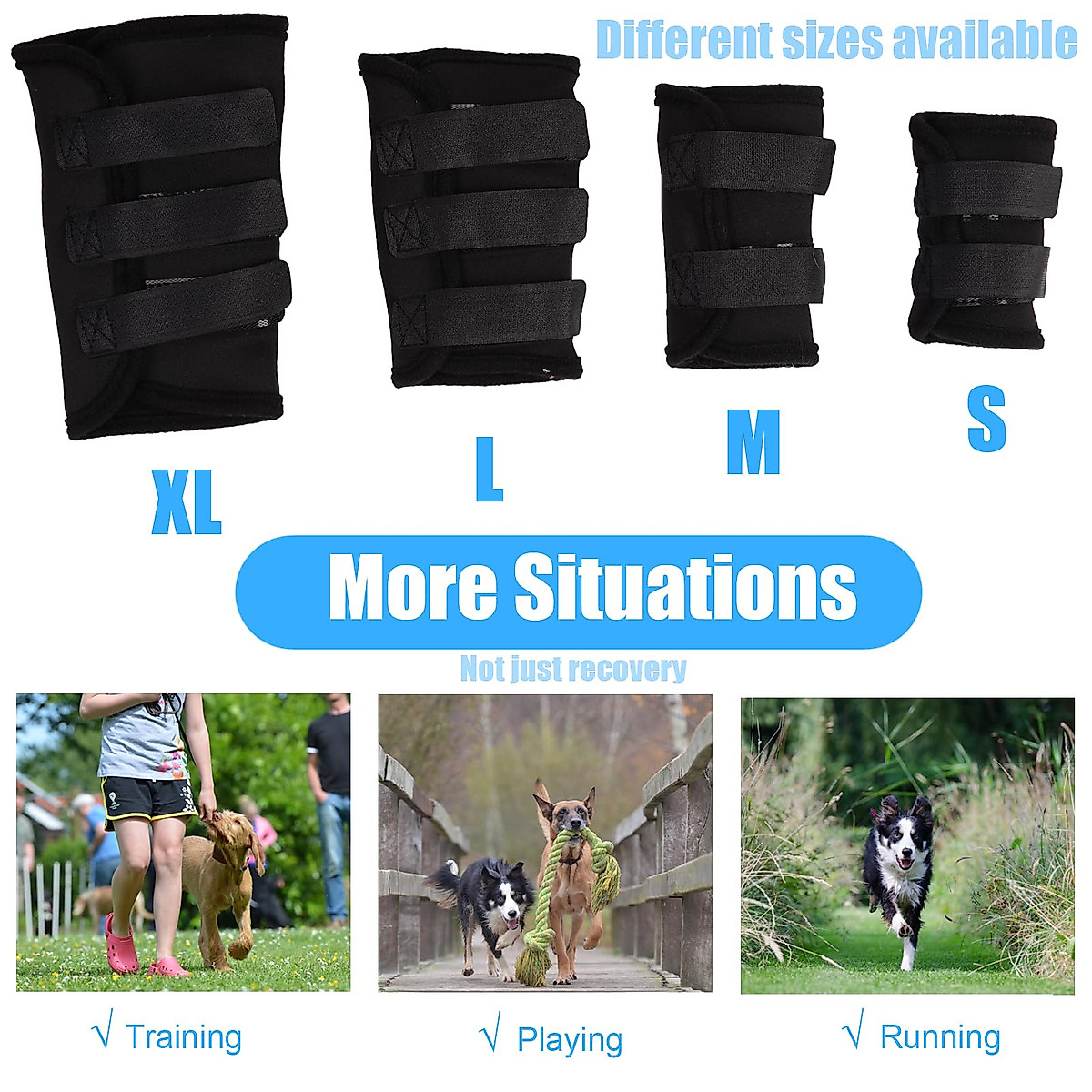 ABLAZEZAI Dog Front Leg Brace Protects Wounds, Dogs Leg Compression Joint Wrap for Recovery, Pair of Dog Elbow Brace Prevents Injuries, Pet Leg Hock Protector Sleeve for Dogs (XL)