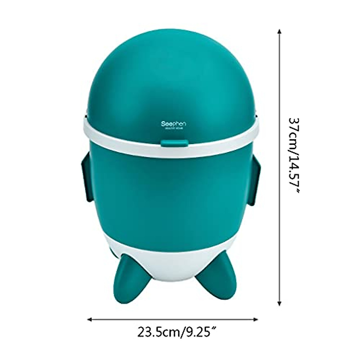 Beerty Trash Can - Creative Rocket Trash Can Household Rubbish Bin Plastic Storage Bins for Kitchen Bathroom Living Room Office Grey, approx.23.5x37cm9.25x14.57in