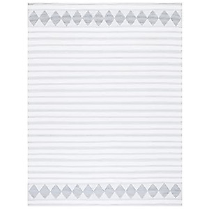 Safavieh Montauk Collection 3' x 5' Aqua/Ivory MTK708J Flatweave Boho Stripe Cotton Entryway Living Room Foyer Bedroom Accent Rug