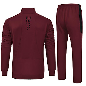 Rdruko Men's Track Suits Sweatsuits 2 Piece Set Jogging Workout Casual Warm Up Outfit Full Zip(Red, US XXL)