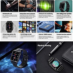 ANIHC Smart Watch, Fitness Tracker with Heart Rate Monitor, Activity Tracker with 1.54 Inch Touch Screen, IP67 Waterproof Pedometer with Sleep Monitor, Step Counter for Women and Men (Black)