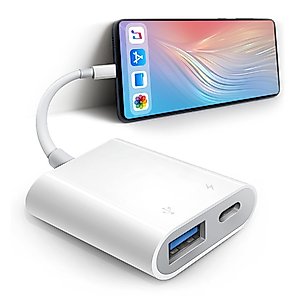 Bqbersyn USB Adapter for iPad/iPhone, Lightning to USB Female OTG Adapter Compatible with SD Card Reader/USB Flash Drive/Microphone/Hard Disk and MIDI,Plug & Play