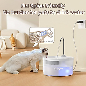 Petlipo Cat Water Fountain, 3L/100oz Super Silent Pet Water Fountains for Cats Dogs Indoor, Cat Fountain with Water Alert Light, Kitty Spout Cat Drinking Fountain, BPA-Free, Easy Clean (White)