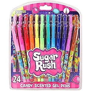 Scentos Scented Gel Pens - 24-Count - Assorted Color Pens for Kids or Adults in Sugar Rush Candy Scents - Cool Writing & Journaling Gift Idea
