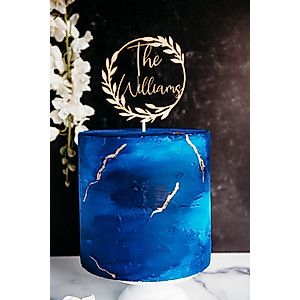 Wedding Custom Personalized Acrylic Wood Cake Topper, Hexagon, Geometric Cake Topper, Birthday Topper, Rustic Elegant Classic Cake Toppers