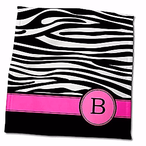 3dRose Letter B Monogrammed Black and White Zebra Stripes Animal Print with... - Towels (twl-154273-3)