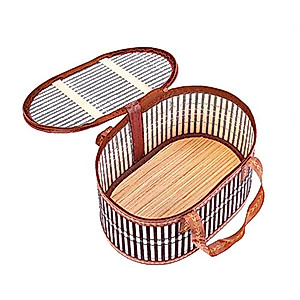 UPKOCH Wicker Picnic Basket for 2 Woven Basket with Double Swing Handles Wicker Basket for Fruit and Food for Outdoor Picnic