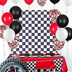 JOYYPOP 80Pcs Red White and Black Latex Balloons with Confetti Balloons for Graduation Poker Card Party Decorations,Casino Party,Race Car Party,Red and White Graduation Decorations