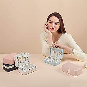 CASEGRACE Jewelry Box For Women Travel Jewelry Organizer Double Layer for Necklace Earring Rings Jewelry Holder Case