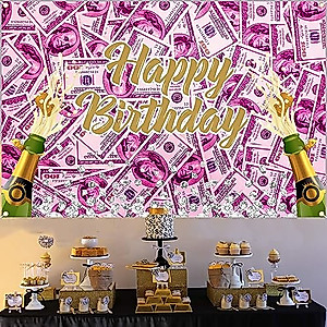 BECKTEN Money Birthday Party Banner Backdrop, Polyester, Multicolor, 70.9in * 47.2in, Perfect for Wedding, Birthday, Bridal Shower, Bachelorette Party