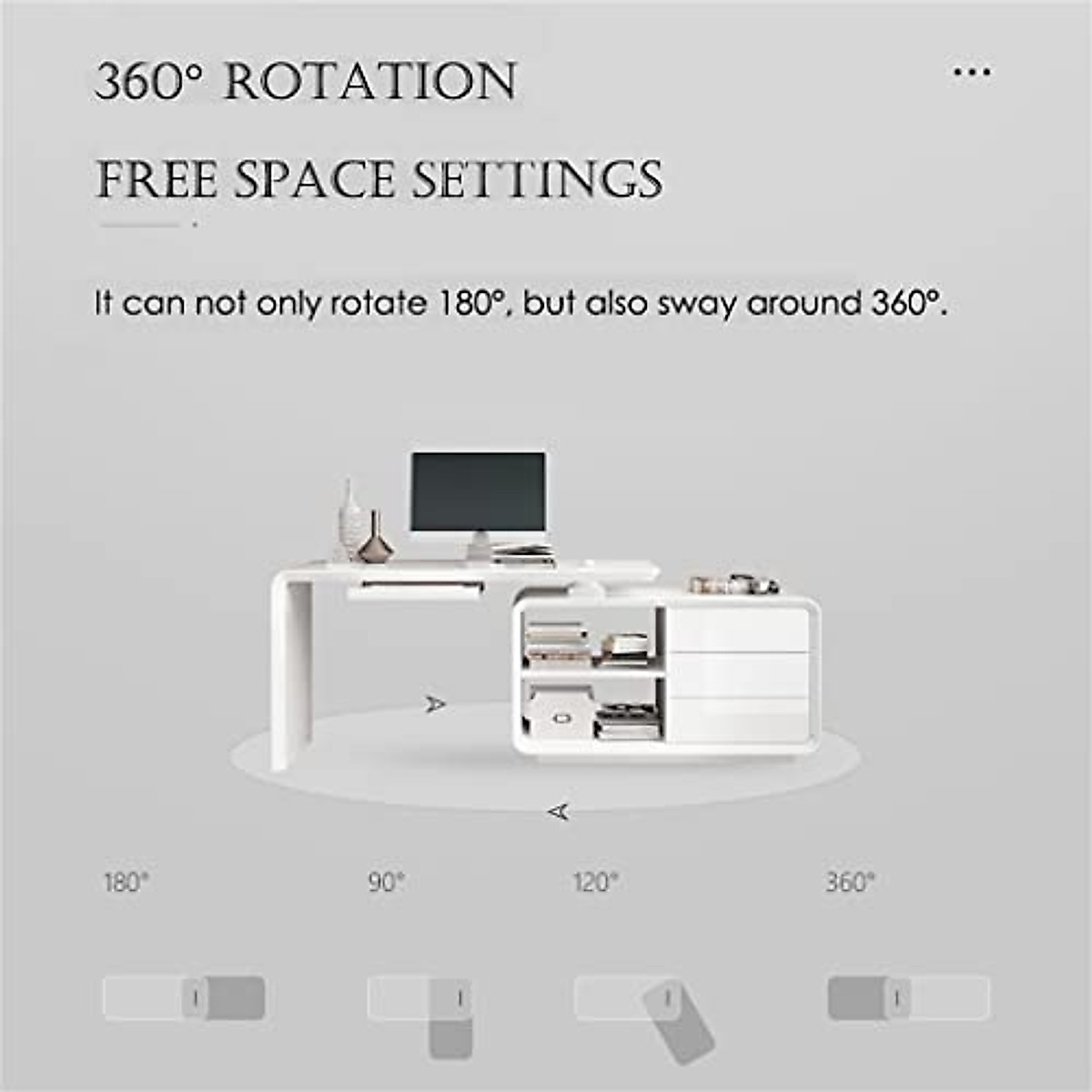 XBWEI Office Desk Computer Desk Swivel Angle Multifunctional Desk White Office Furniture