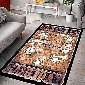 Area Rug-Baseball Pitching Grips Living Room Rug MLH483R, 5' x 8' Fluffy Carpets for Bedroom Shaggy Floor Modern Rug Home Decor Mats