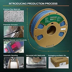 OVERTURE PLA Filament 1.75mm PLA 3D Printer Filament, 1kg Cardboard Spool (2.2lbs), Dimensional Accuracy +/- 0.02mm, Fit Most FDM Printer (Jeans Blue)