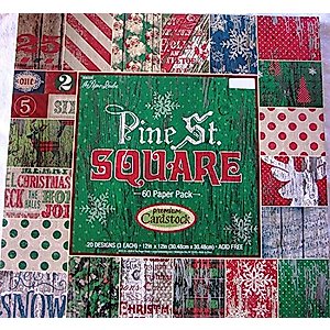Pine St. Square 12x12 Premium Cardstock Christmas Scrapbooking Paper Pack 60 Sheets Christmas