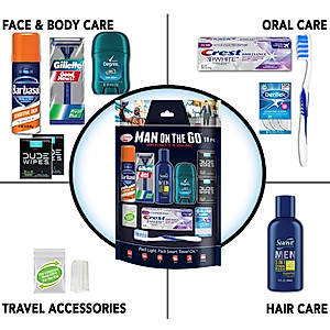 Convenience Kits International Men’s 11 Piece Kit with Oral Care and Grooming Essentials, Featuring: Travel Size Products, Blue