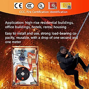 High Rise Escape Descent Device, Framed Safety Descent Rope System, Home Equipment, Beautiful and Elegant, Home Fire Safety Rope Equipped with Fire Prevention Device，Fire Equipment (82FT（25M）)