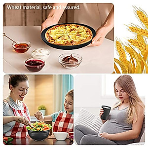 DUOLUV Plates and Bowls Sets for 8, 32-Piece Kitchen Dinnerware Set for 8 Tableware Wheat Straw Dinner Plates, Dessert Plates, Bowls and Cups, Dishes Set for Home Parties Camping - Black