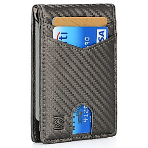 Otaya Men's Money Clip Credit Card Holder RFID Blocking Leather Front Pocket Bifold Wallets, Paris Black, 4.33'' X 2.91''