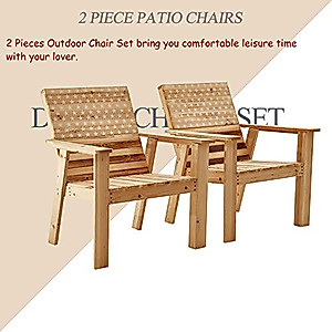 LOKATSE HOME Wood Patio Dining Chairs Set of 2 for Garden, Yard, Lawn, Deck, Porch, Outdoor Living, 32.3"(D) x 29.7"(W) x 36.6"(H), Wooden