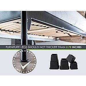 Oakias Bed Risers Black – Set of 4 – Adjustable Furniture Risers from 3, 5 up to 8 Inches – Heavy Duty (Supports up to 1300 lbs.)