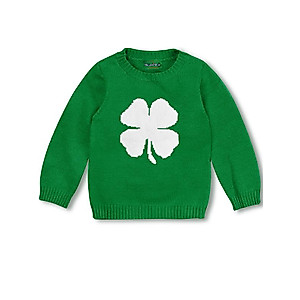 St Patricks Toddler Clover Shamrock Knitted Pullover Irish Sweater Party Lucky Sweatshirt Green 2 Years