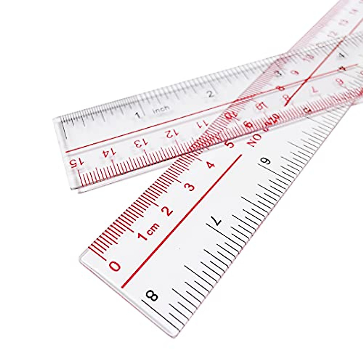 3 Pack Two-Color Scale (inch, cm) Plastic Ruler Set Straight Ruler Plastic Measuring Tool for Student School Office (6 inch Ruler,8 inch Ruler, 12 inch ruler/15,20,30cm)