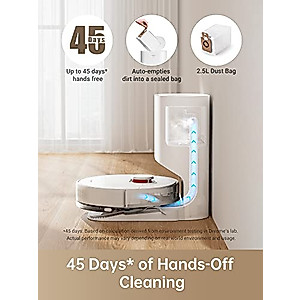 Dreametech D10 Plus Robot Vacuum and Mop with Self-Emptying Base for 45 Days of Cleaning, Robotic Vacuum with 4000 Pa Suction and LiDAR Navigation, Compatible with Alexa, Wi-Fi Connected