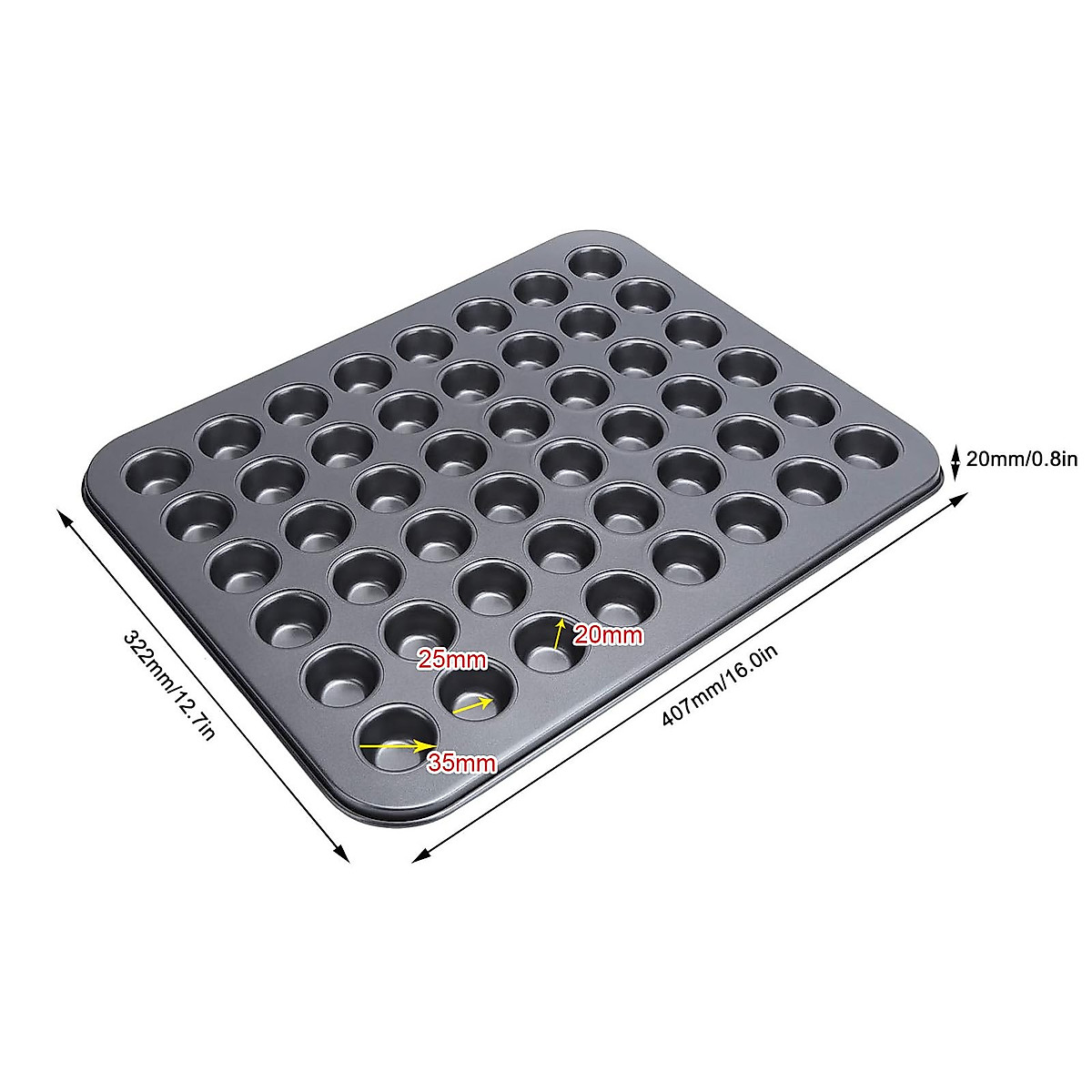 OUKENS Baking Tray, 48‑Cup Mini Round Cupcake Pan Tray, Non-Stick Mini Muffin and Cupcake Pan, Baking Mould Bakeware
