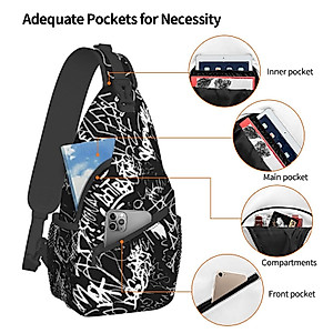 ZREXUO Graffiti Art Sling Bag Crossbody Chest Daypack Casual Backpack Graffiti Shoulder Bags for Women Men