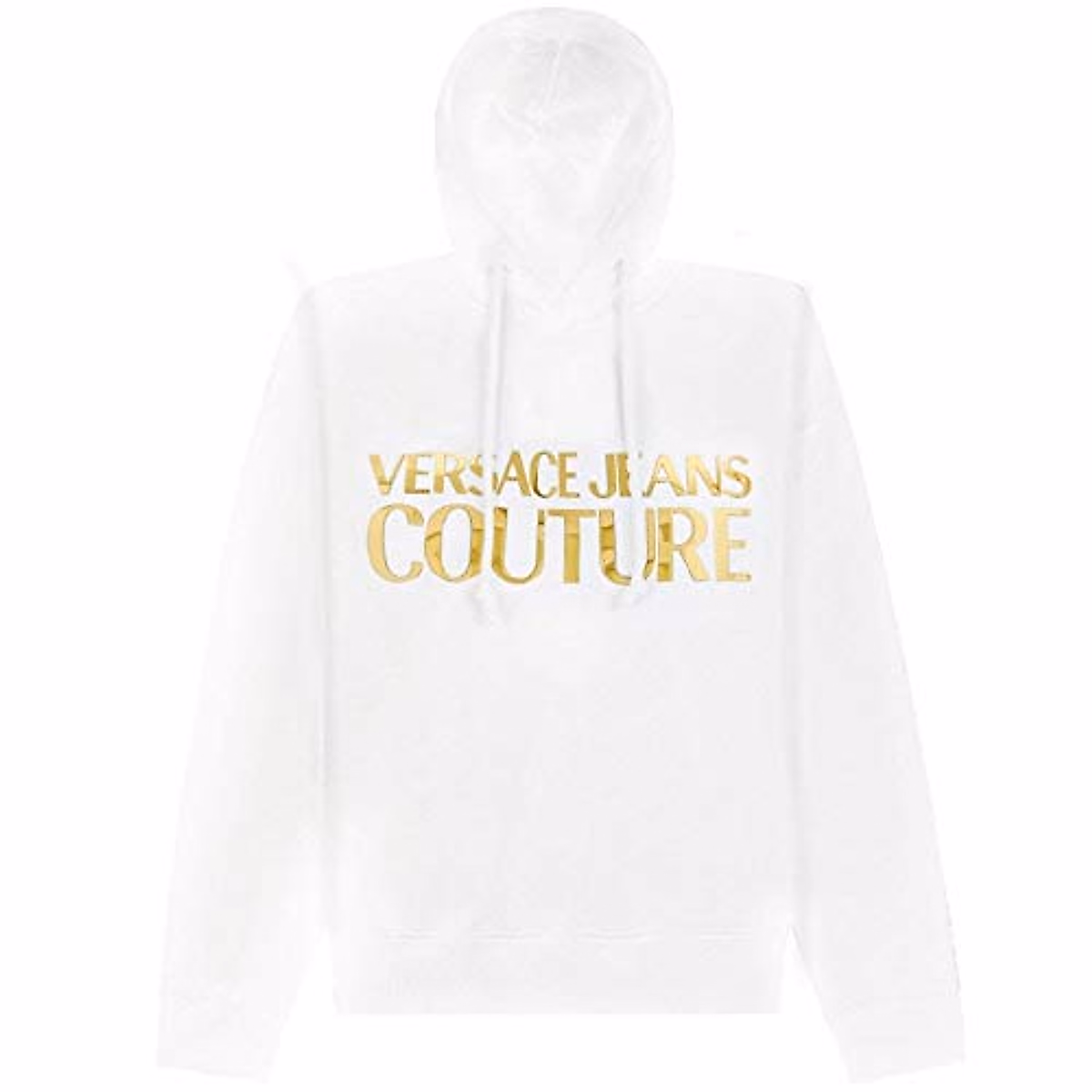 Versace Jeans Couture White 100% Cotton Gold Foil Logo Long Sleeve Hoodie Sweatshirt- L for Mens