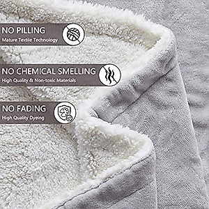 SEMECH Sherpa Throw Blanket Throw Size, Sherpa Fleece Throw Blanket Lightweight, Reversible Sherpa Blanket Machine Washable, 50" x 60", Light Gray