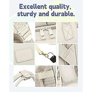 AUYRE Diaper Bag Backpack Nappy Changing Bags Waterproof Travel Backpack with USB Charging Port & Stroller Straps Baby Shower Gifts (Beige)