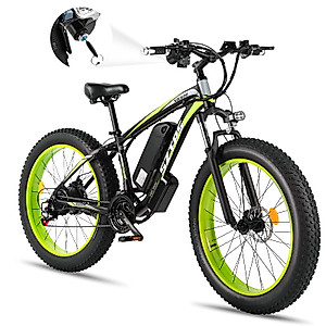 SZTPS Electric Bike, E-Bike for Adults 750W 26" Fat tire,30Mph Max Speed，Adult Electric Bicycles with Phone Charger Mount,Suspension Fork,21 Speed Gears
