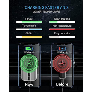 Magnetic Wireless Charger with QC3.O car Adapter WAITIEE Car Charger Mount for iPhone 14/13/12 Series with Air Vent Phone Holder 360° Adjustable Fast Car Charging